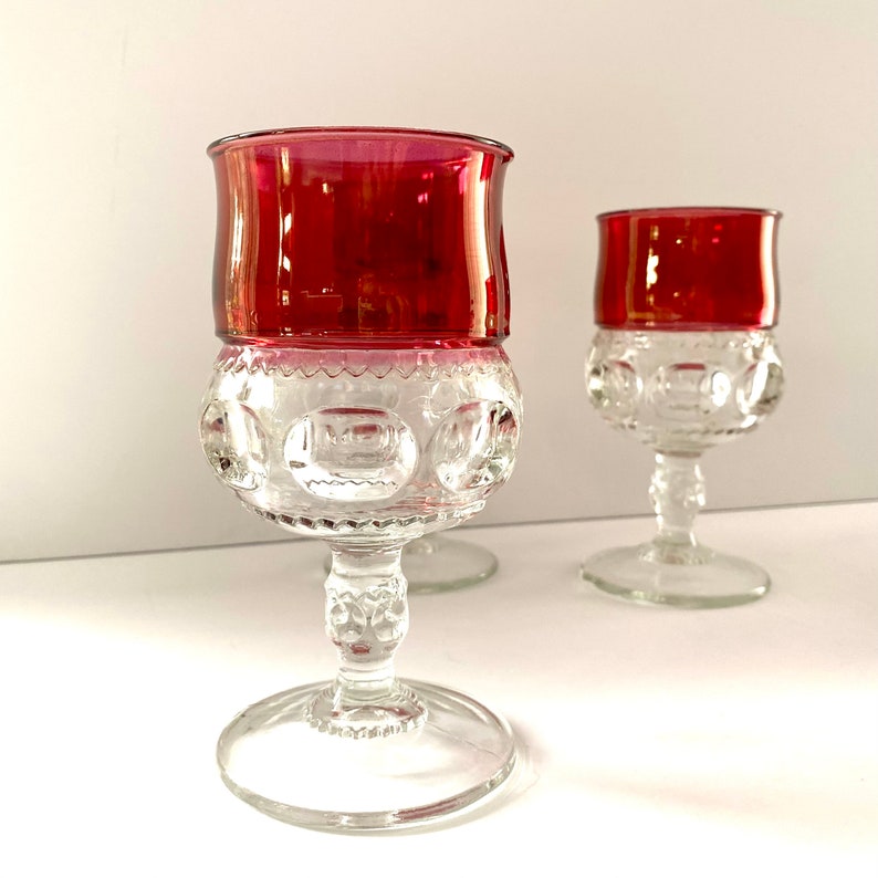 Vintage Tiffin Franciscan King’s Crown Thumbprint Goblets Ruby Red - Etsy