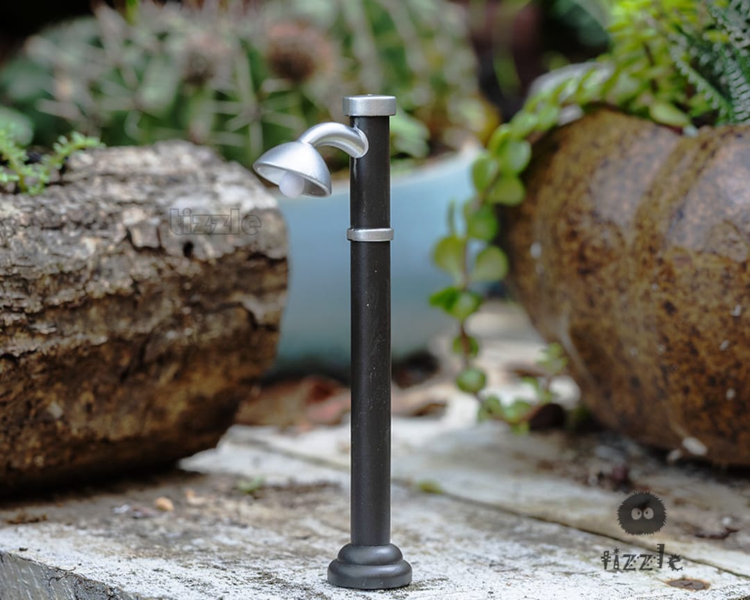 Miniature Fairy Smart Black Lamp With Silver Bulb Fairy Garden Supplies ...