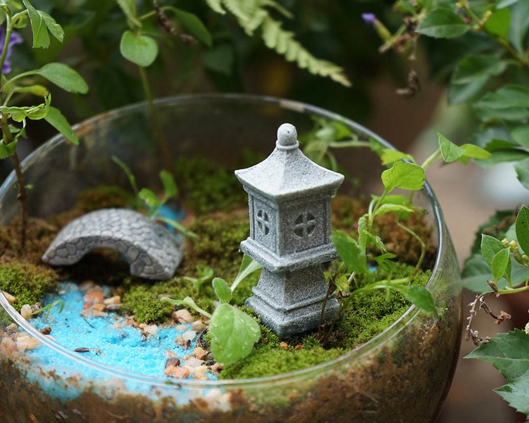 Miniature Fairy Zen Style Stone Lamp and Bridge Fairy Garden Supplies ...
