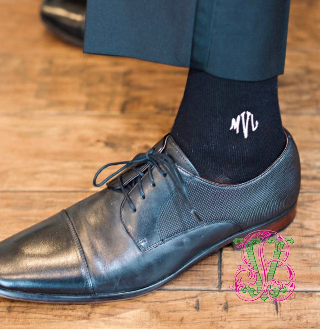 Monogrammed Mens Dress Socks monogrammed Socks for Men groomsmen Gifts personalized Socks dad Gift stocking Stuffer bride to Groom Gift Etsy