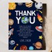 Editable Space Birthday Thank You Card Astronaut Planets to the Moon ...