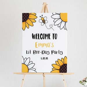 1st Birthday Party Welcome Sign | Bumble Bee Themed First Bee Day ...