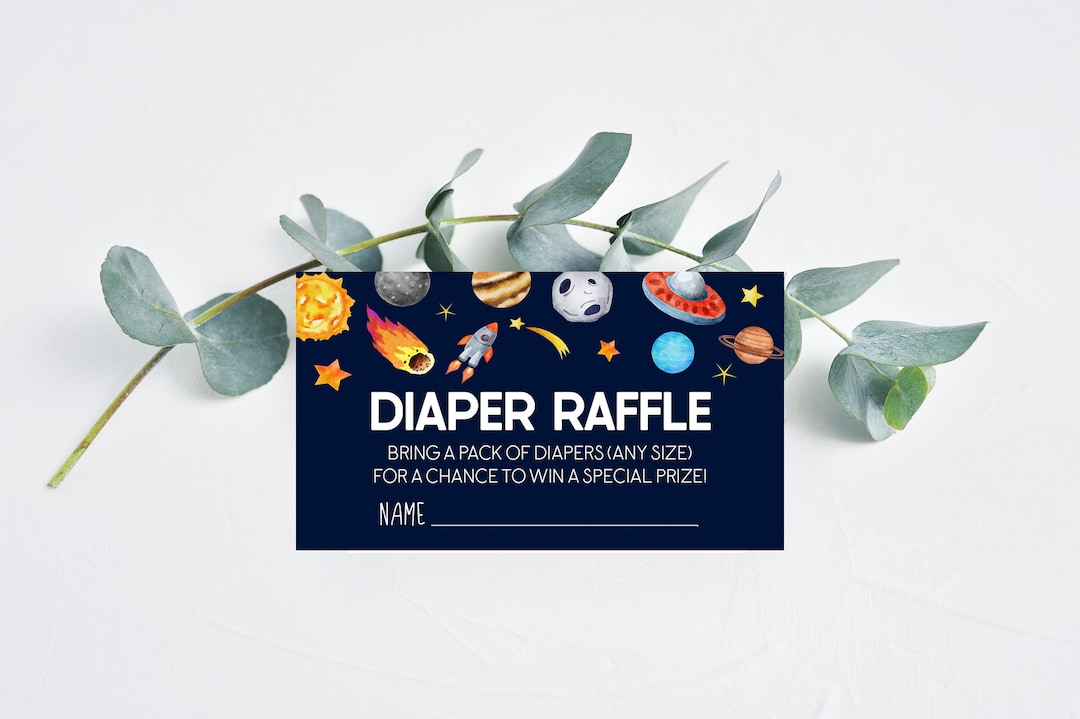 Outer Space Galaxy Themed Diaper Raffle Card | Spaceship Rocket Ship ...