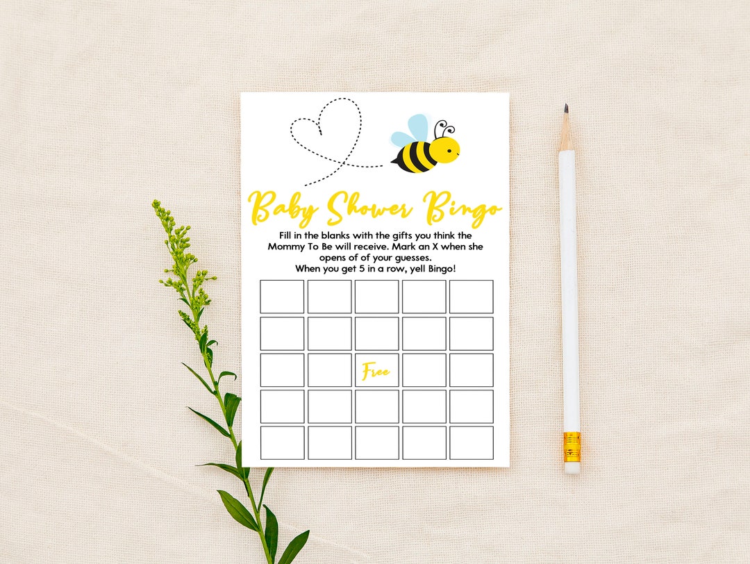 Baby Shower Bingo Baby Shower Game, Yellow Bumble Bee Themed - Etsy