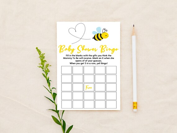 Baby Shower Bingo Baby Shower Game Yellow Bumble Bee Themed | Etsy