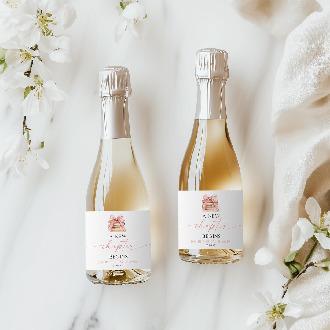 A New Chapter Begins Editable Bridal Shower Wine Bottle Label Template ...