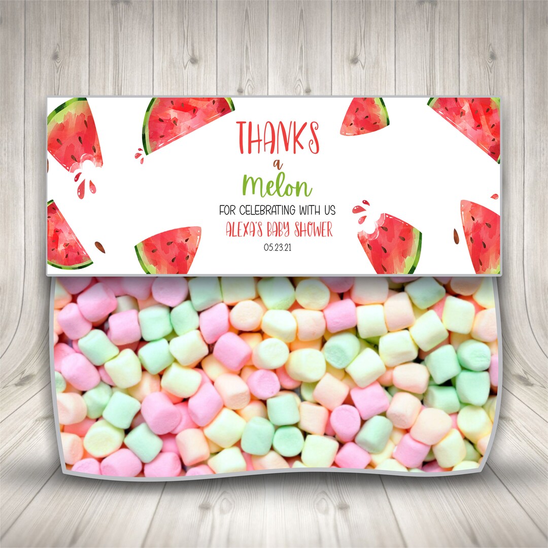 Editable Watermelon Themed Bag Topper | Baby Shower Favor Bag Topper ...