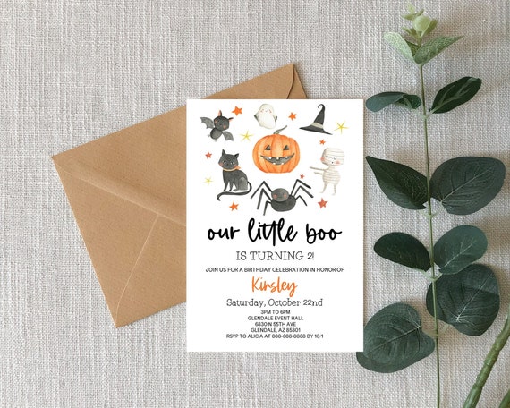 Our Little Boo Birthday Party Invitation Editable Halloween - Etsy