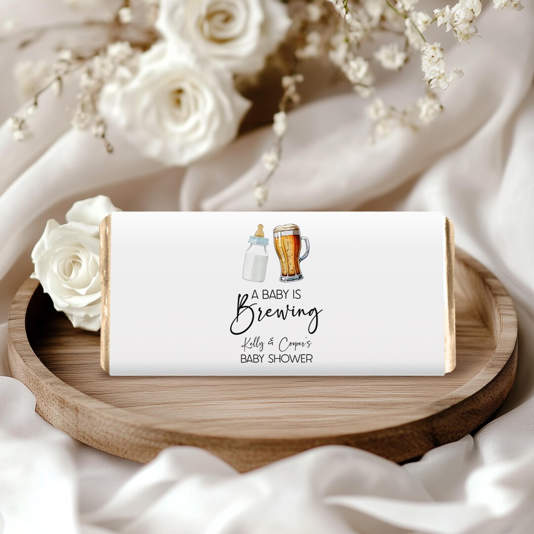 Editable A Baby is Brewing Baby Bottle Beer Baby Shower Chocolate Bar ...