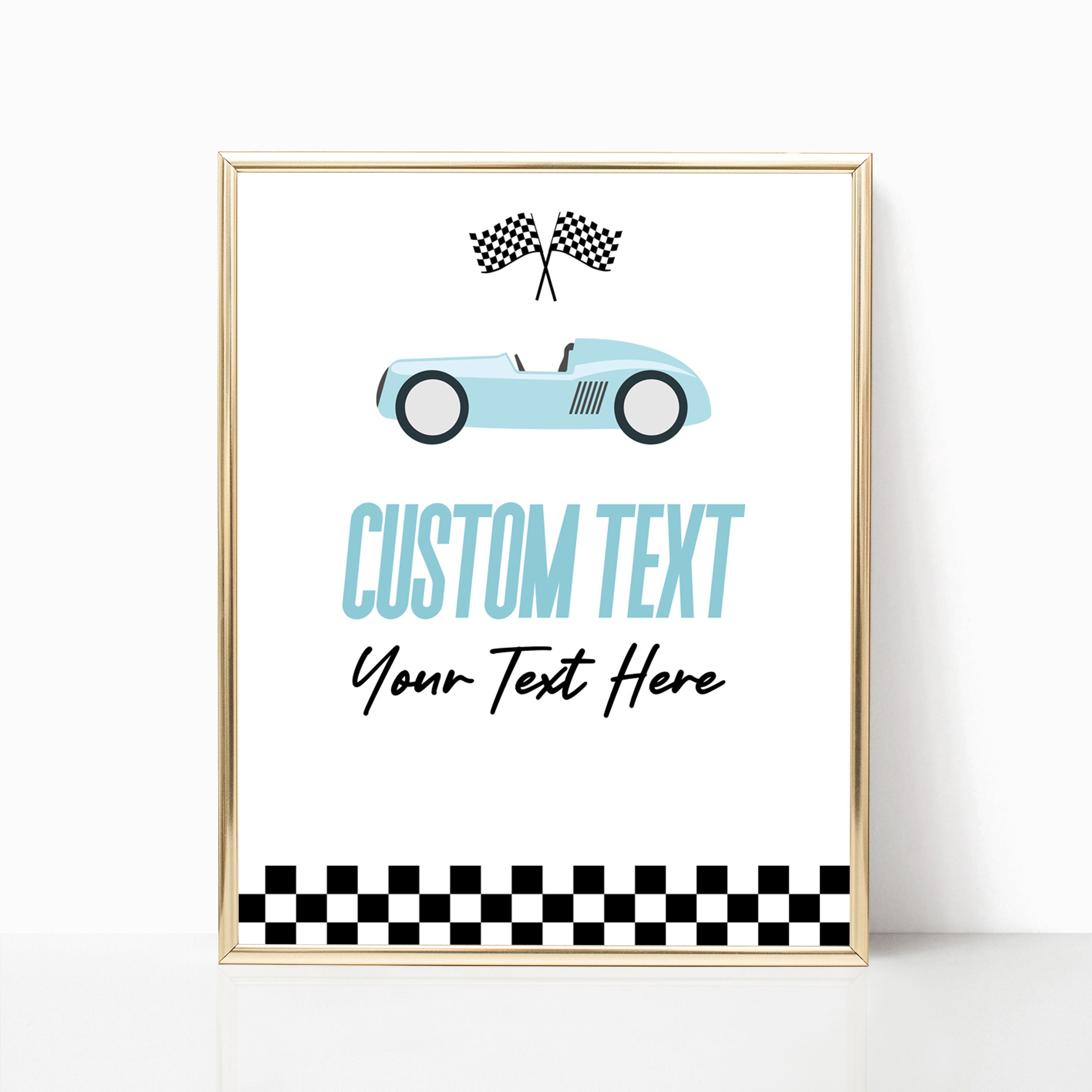 Blue Race Car Party Sign Set | 8x10 Birthday Party Baby Shower Party ...