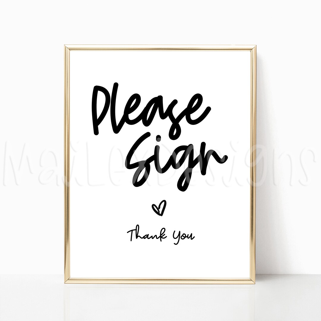 Please Sign Guest Book Sign, Signature Guestbook Sign, 8x10 Sign - Etsy