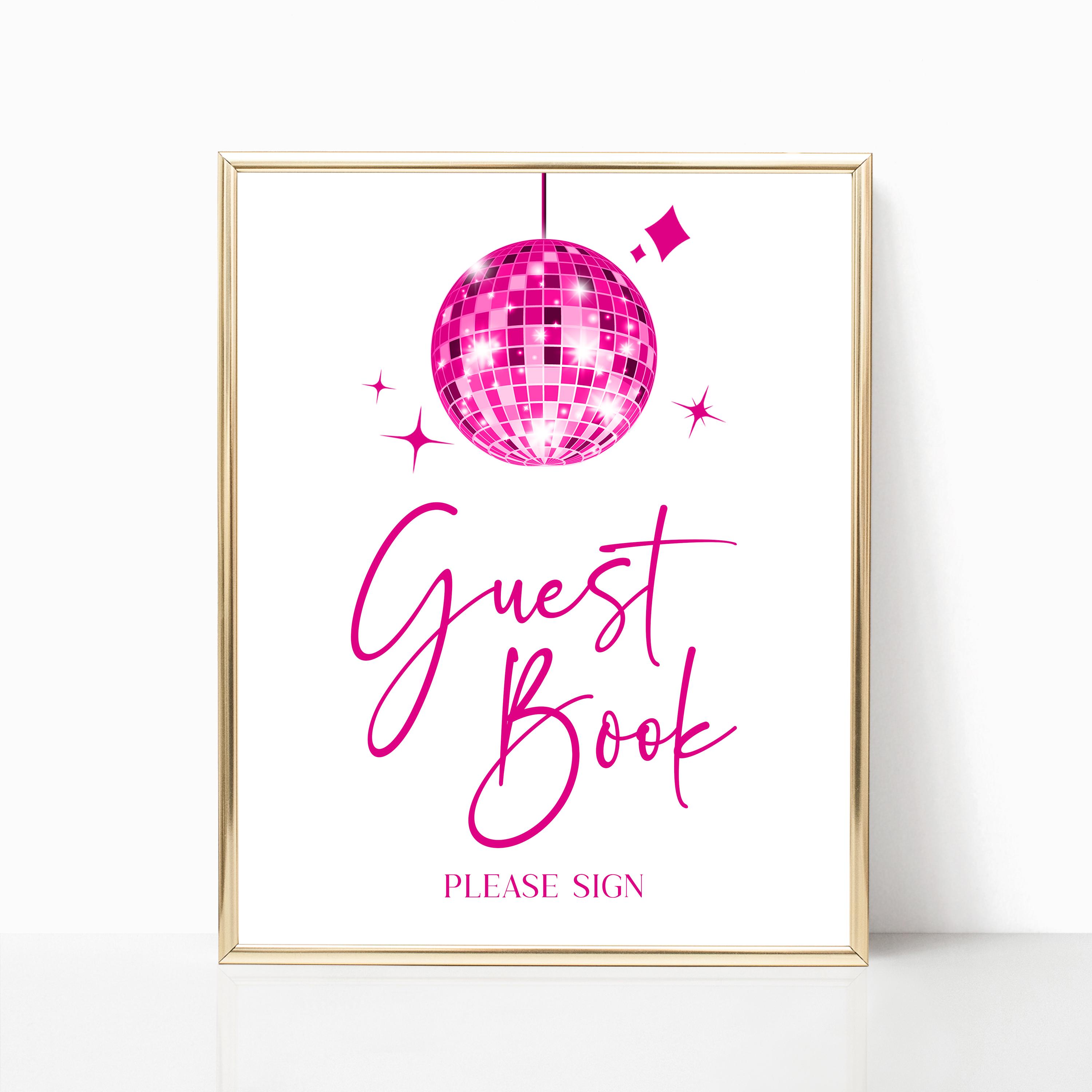 Pink Sparkly Disco Ball Party Sign Set | 8x10 Birthday Party Baby ...