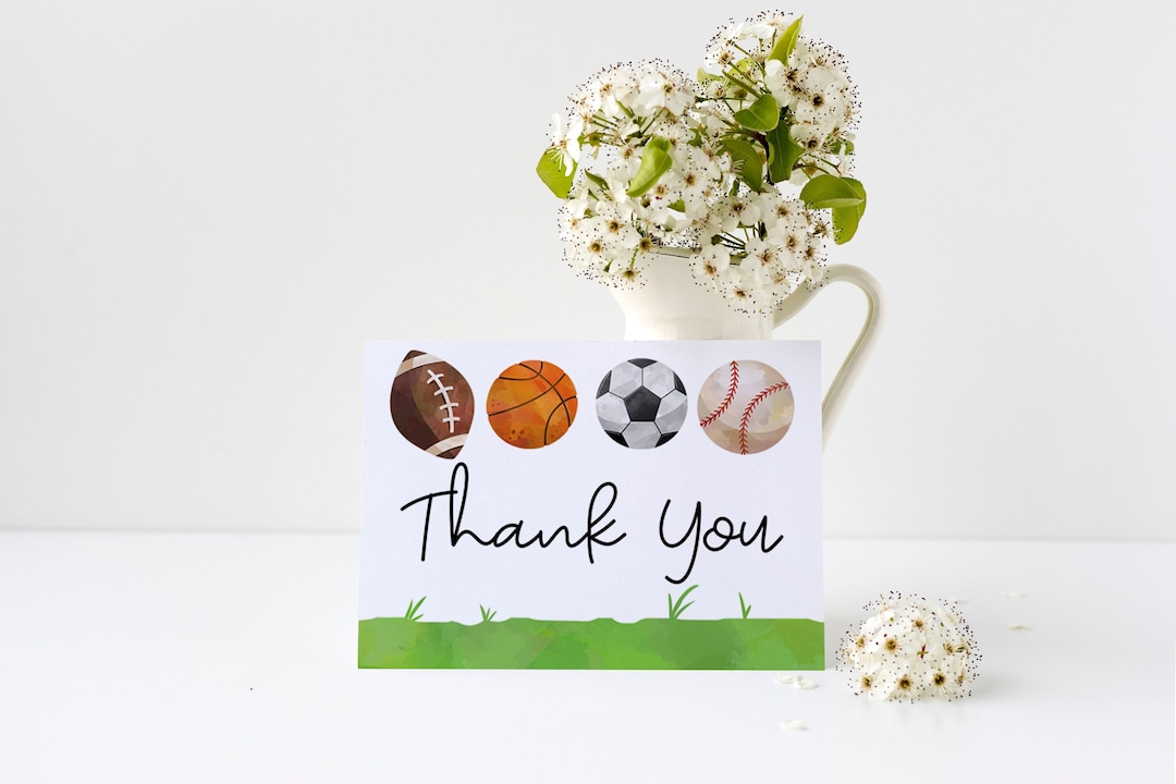 Sports Themed Thank You Card | Editable Folded Thank You Note | Baby ...