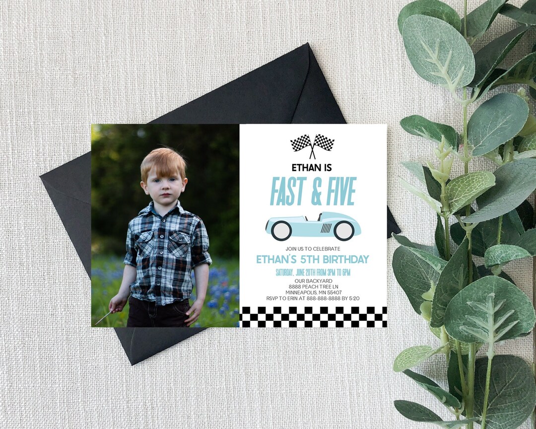 Fast and Five Race Car Custom Picture Photo 5th Birthday Party ...