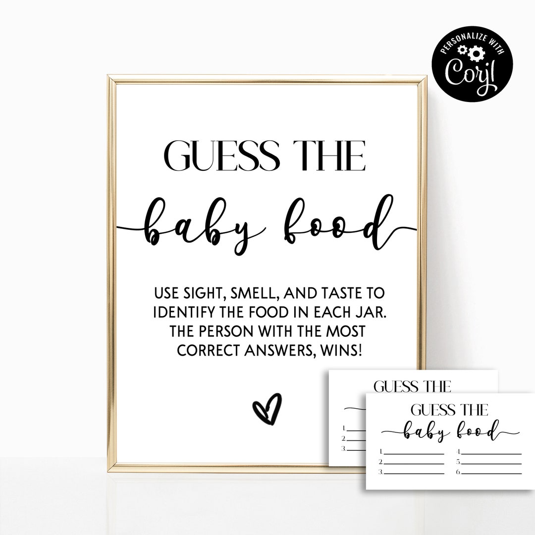 Baby Shower Guess the Baby Food Game Sign and Cards - Etsy