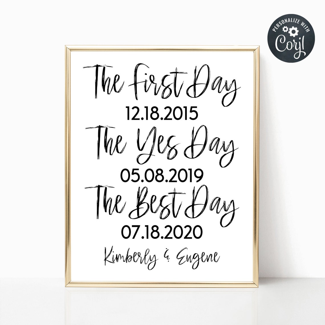 Sentimental Dates Sign the First Day the Yes Day the Best - Etsy