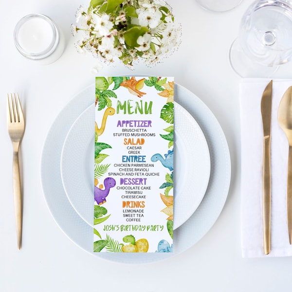 Dinosaur Theme Menus - Etsy