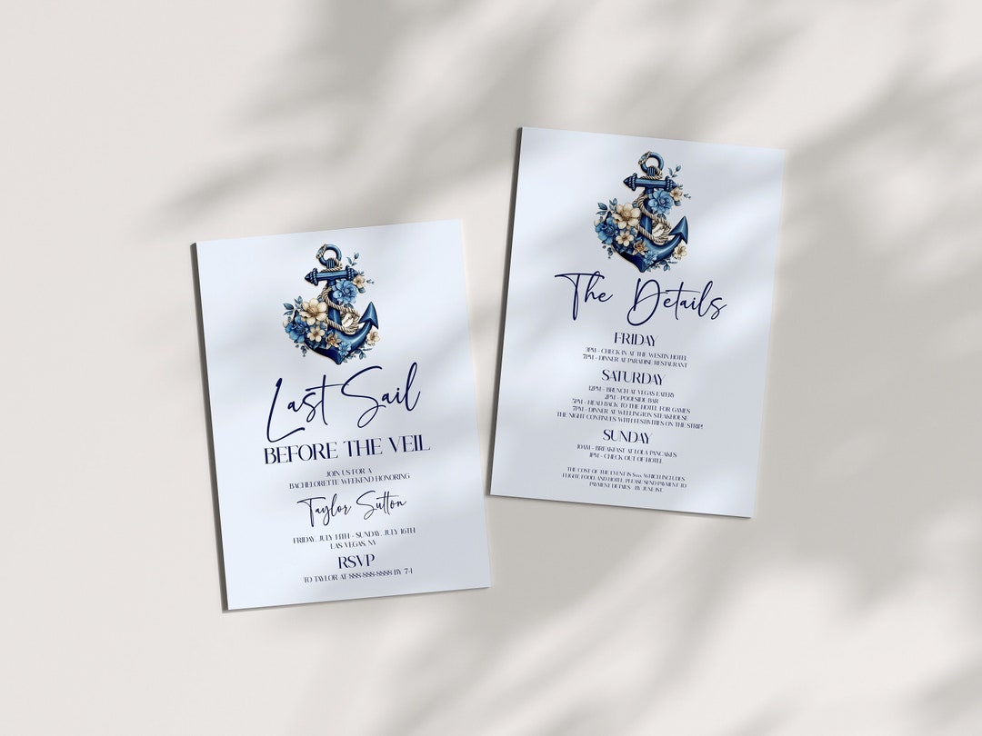 Editable Last Sail Before the Veil Bachelorette Weekend Party ...
