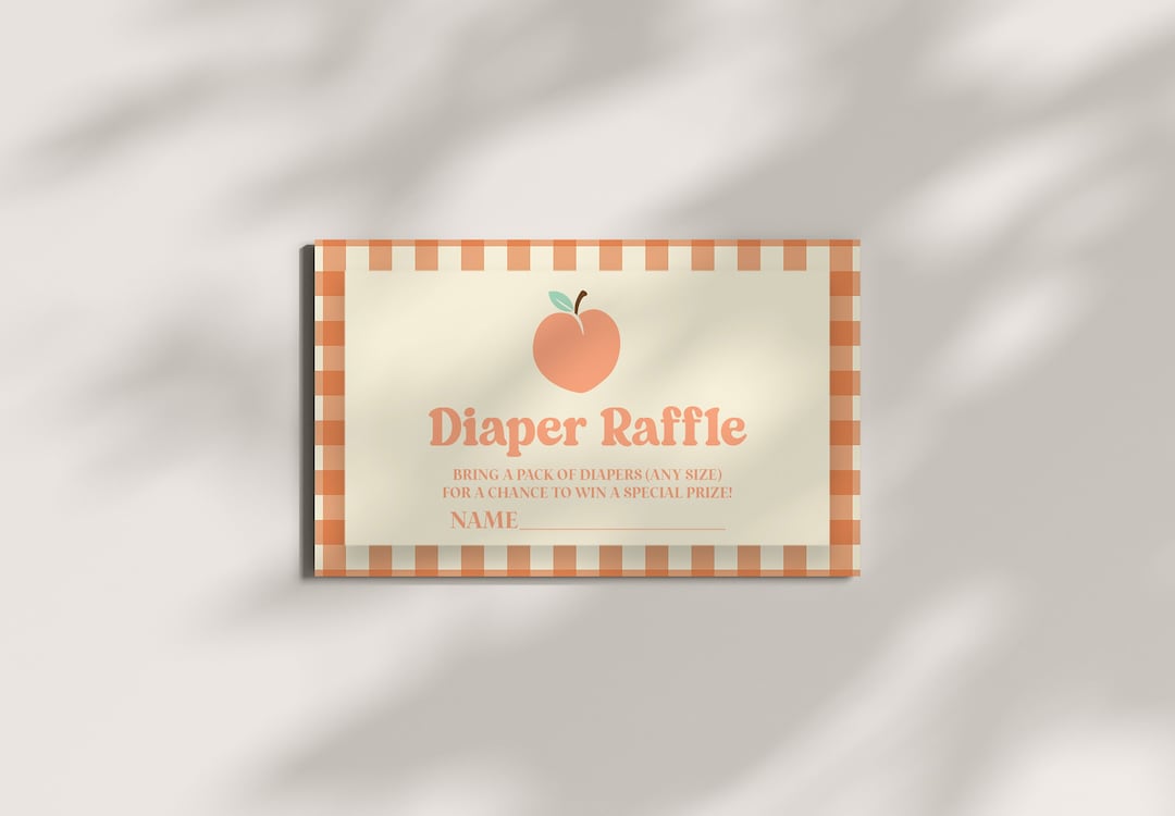 A Sweet Little Peach Diaper Raffle Card | Baby Shower Diaper Raffle ...