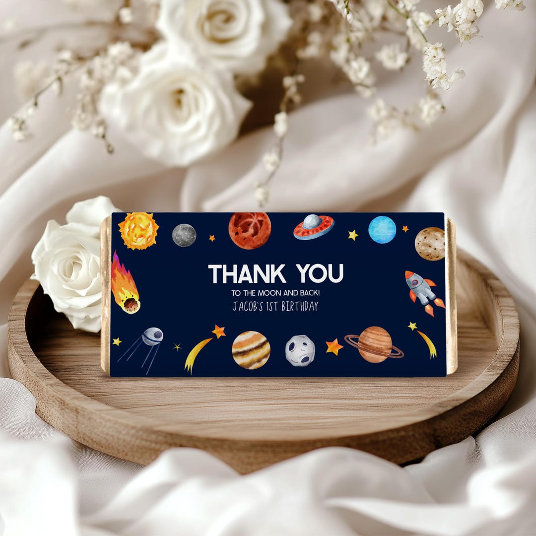 Editable Space Galaxy Birthday Party Chocolate Bar Wrapper Label ...