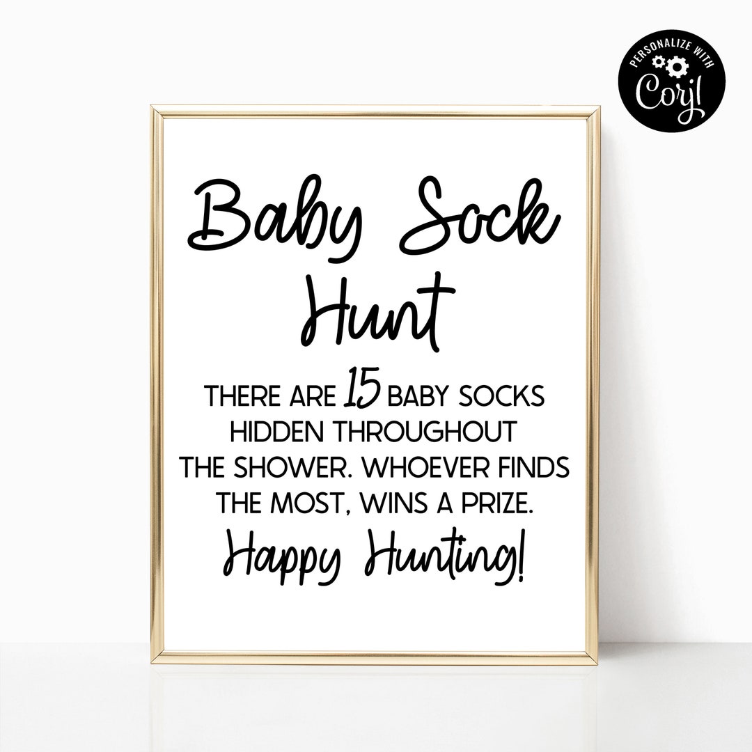 Baby Shower Baby Sock Hunt Sign | 8x10 | Editable - Etsy