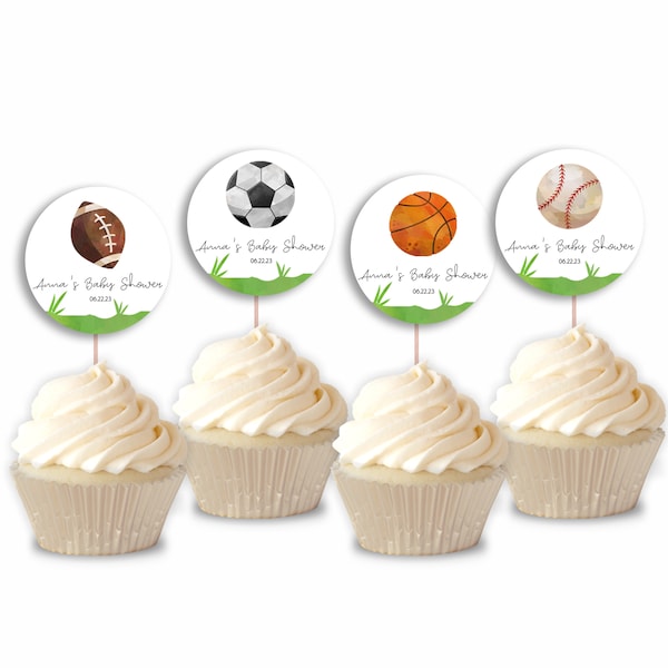 Baby Shower Sports Theme Cupcake Toppers - Etsy