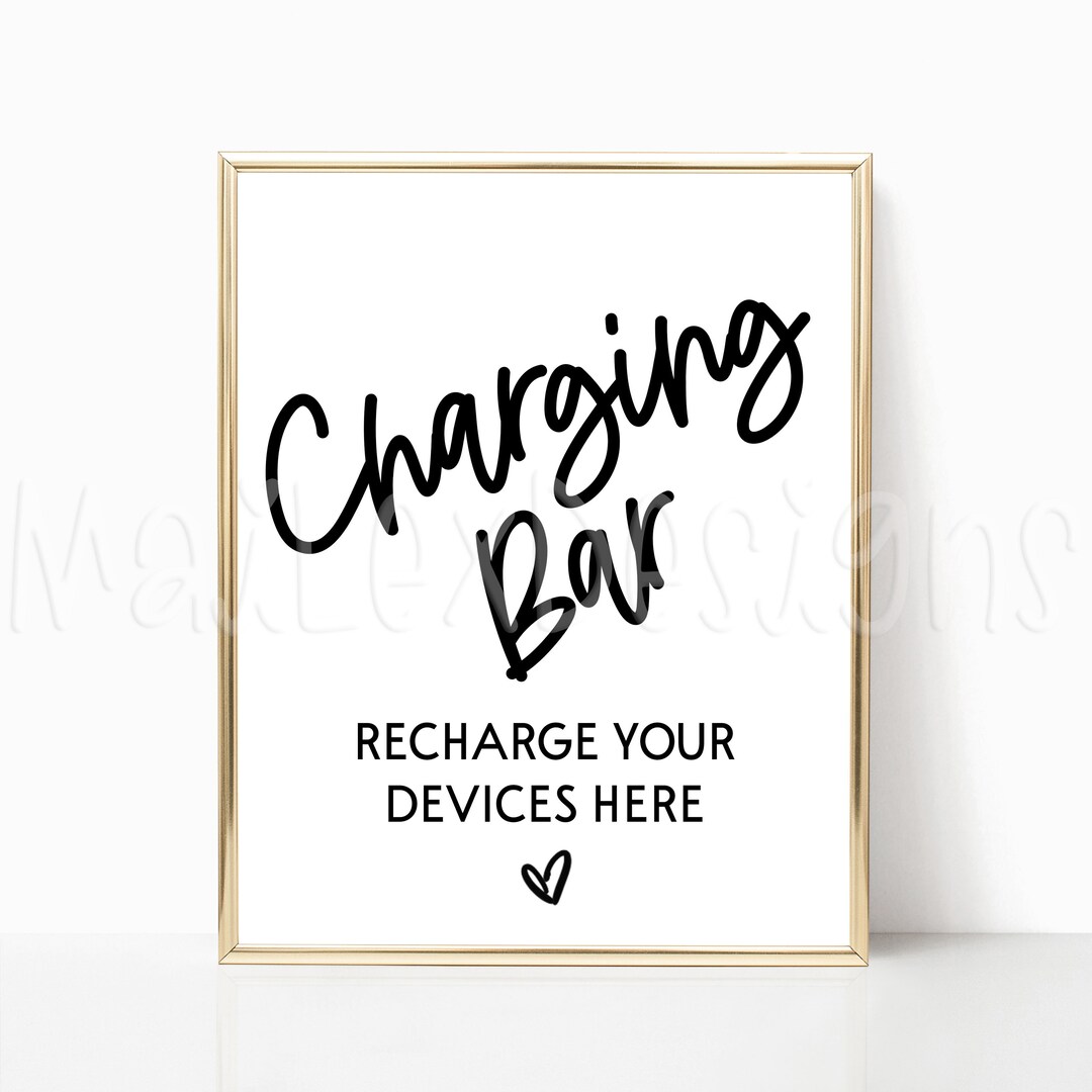 Charging Bar Sign, Charge Your Phone Here Sign, 8x10 Sign - Etsy