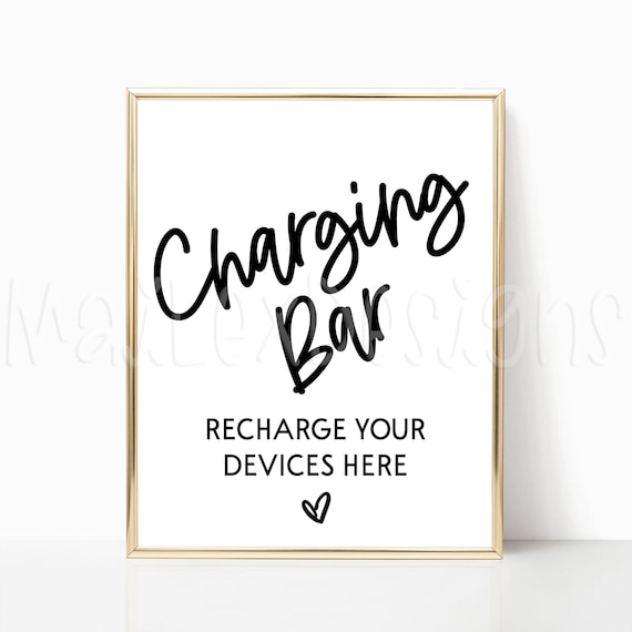 Charging Bar Sign Charge Your Phone Here Sign 8x10 Sign | Etsy