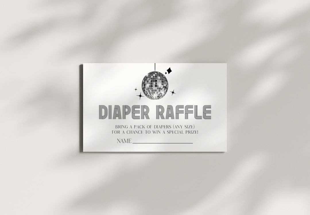 Disco Baby Silver Disco Ball Baby Shower Diaper Raffle Card | Baby ...