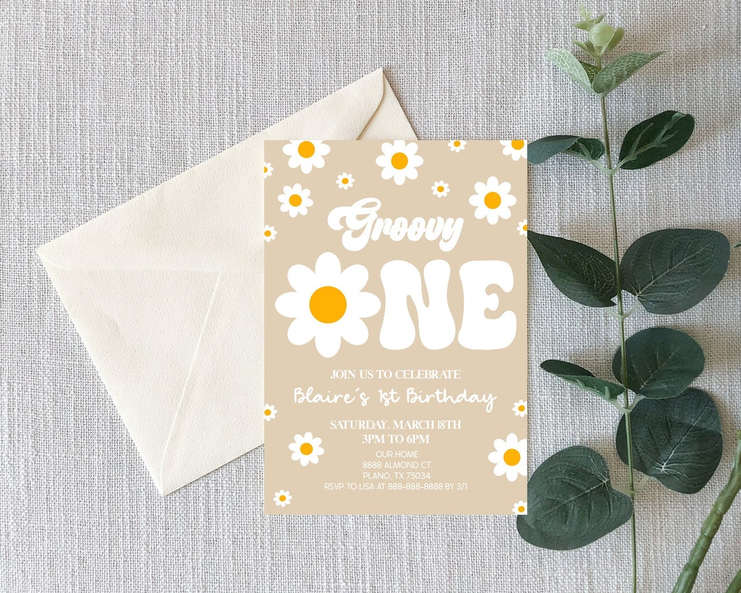 Groovy One 1st Birthday Party Invitation First Birthday Party ...