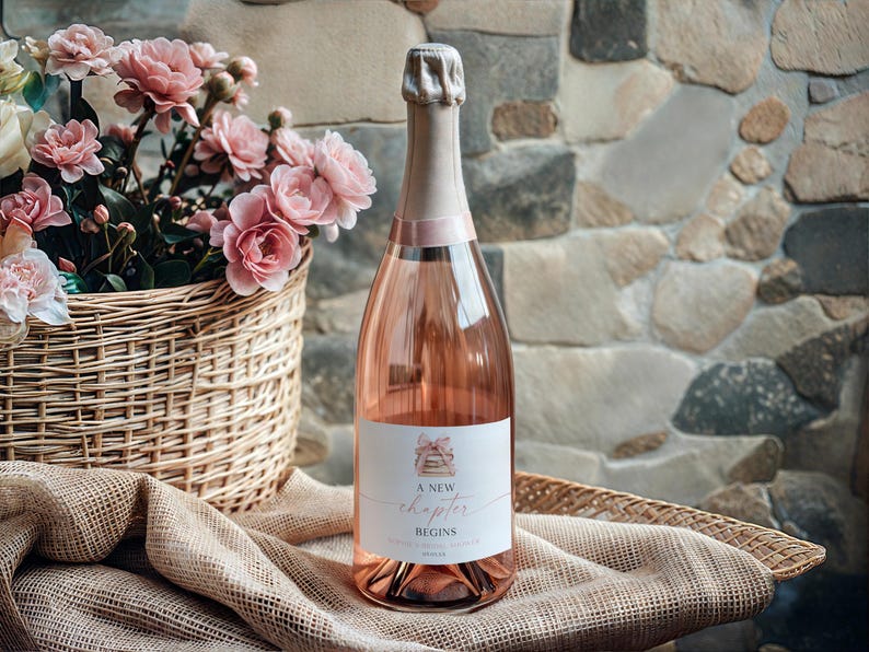 A New Chapter Begins Editable Bridal Shower Wine Bottle Label Template ...