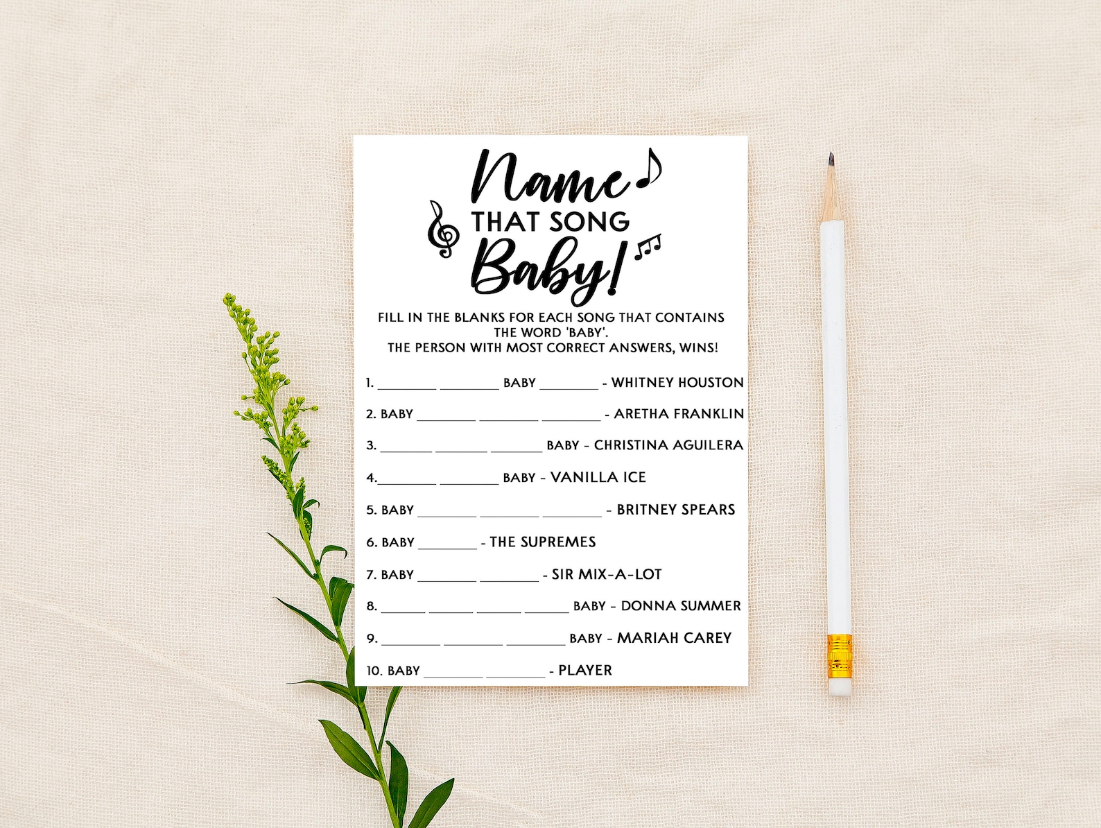 Name That Song Baby! Baby Shower Game, Name the Song Printable Baby ...