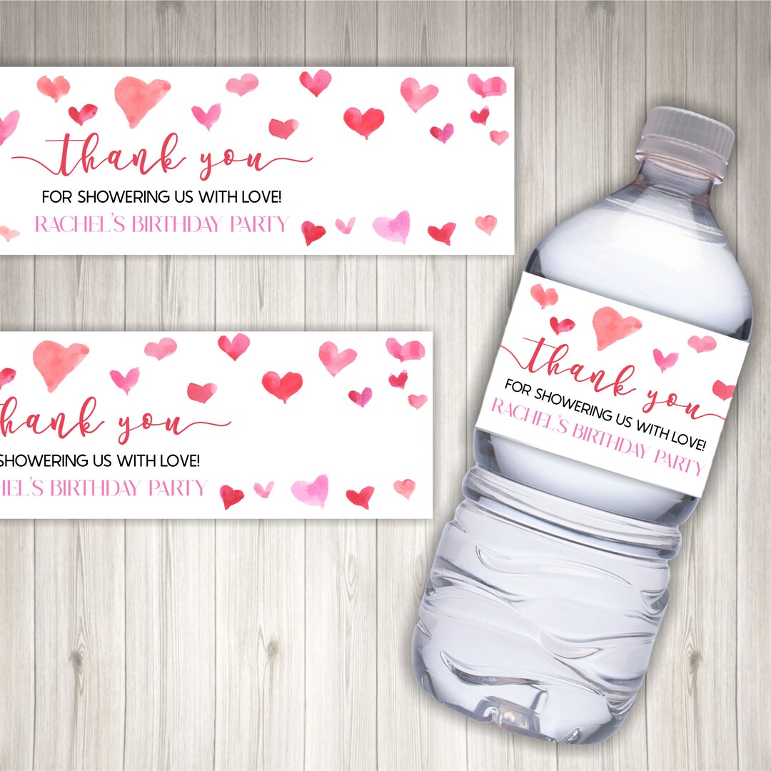 Editable Pink and Red Hearts Valentine Themed Water Bottle Label ...