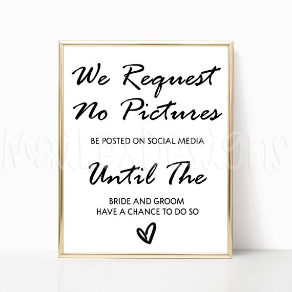 We Request No Pictures Wedding Sign No Posting Pictures Until | Etsy