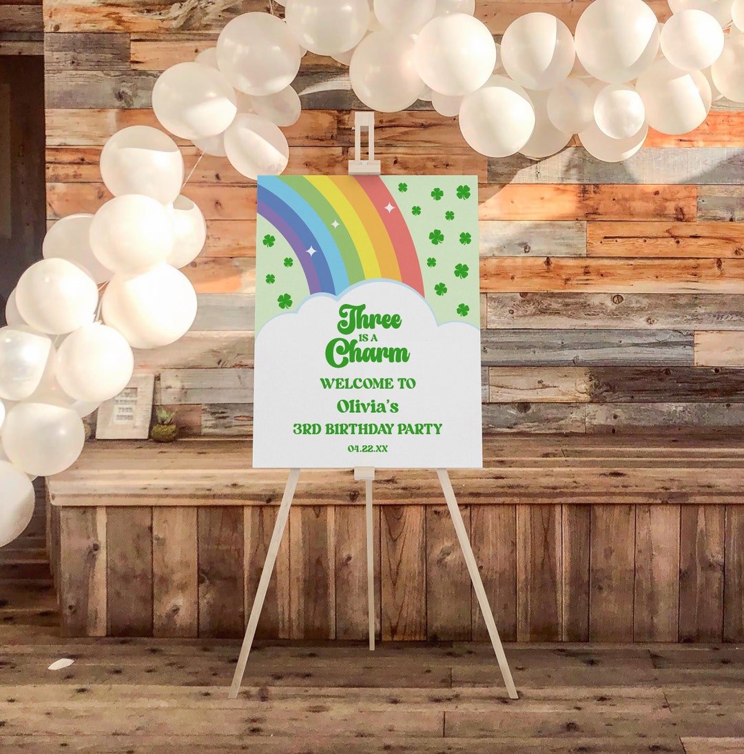 Three is A Charm St. Patrick's Day Rainbow Four Leaf Clover Third 3rd ...