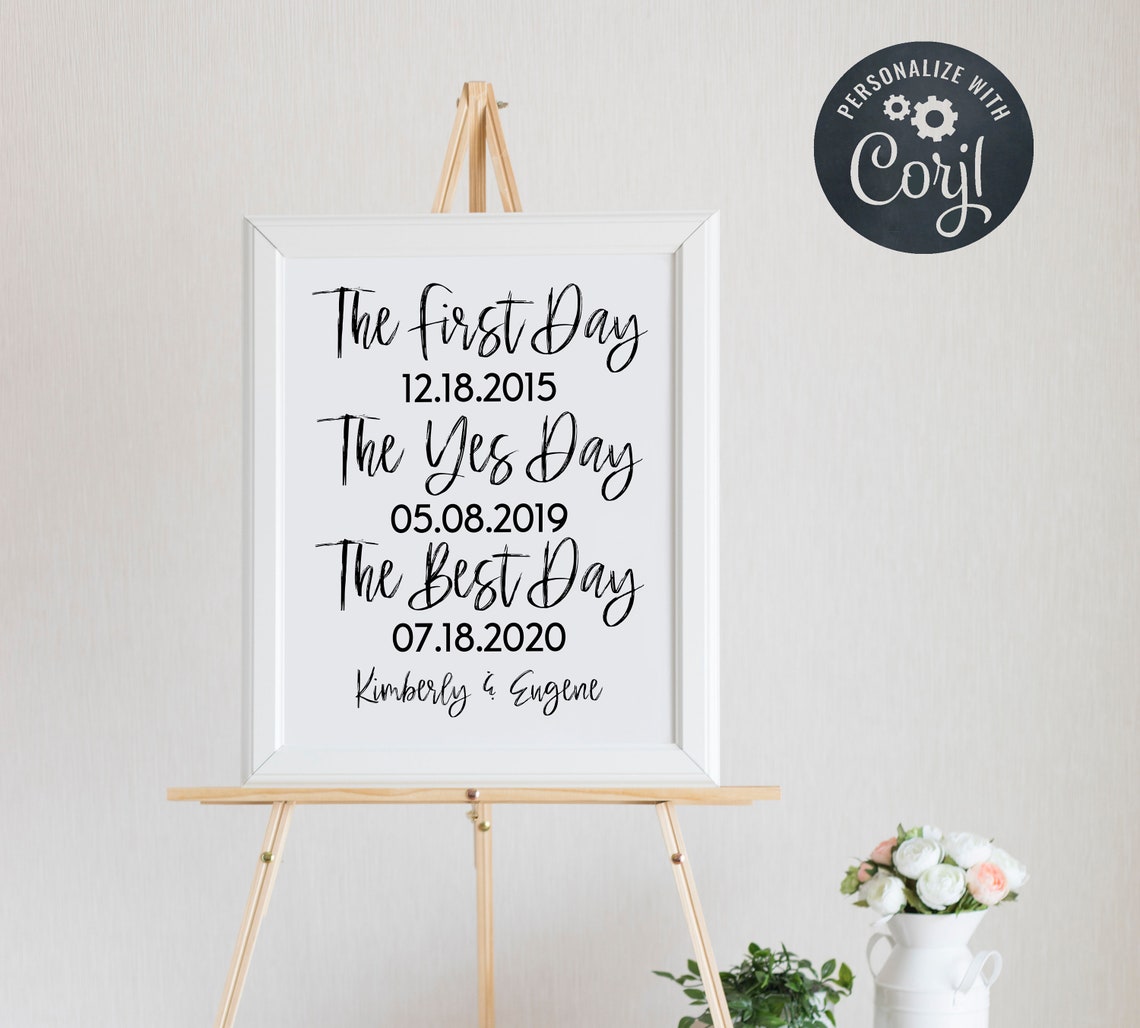 Sentimental Dates Sign the First Day the Yes Day the Best | Etsy