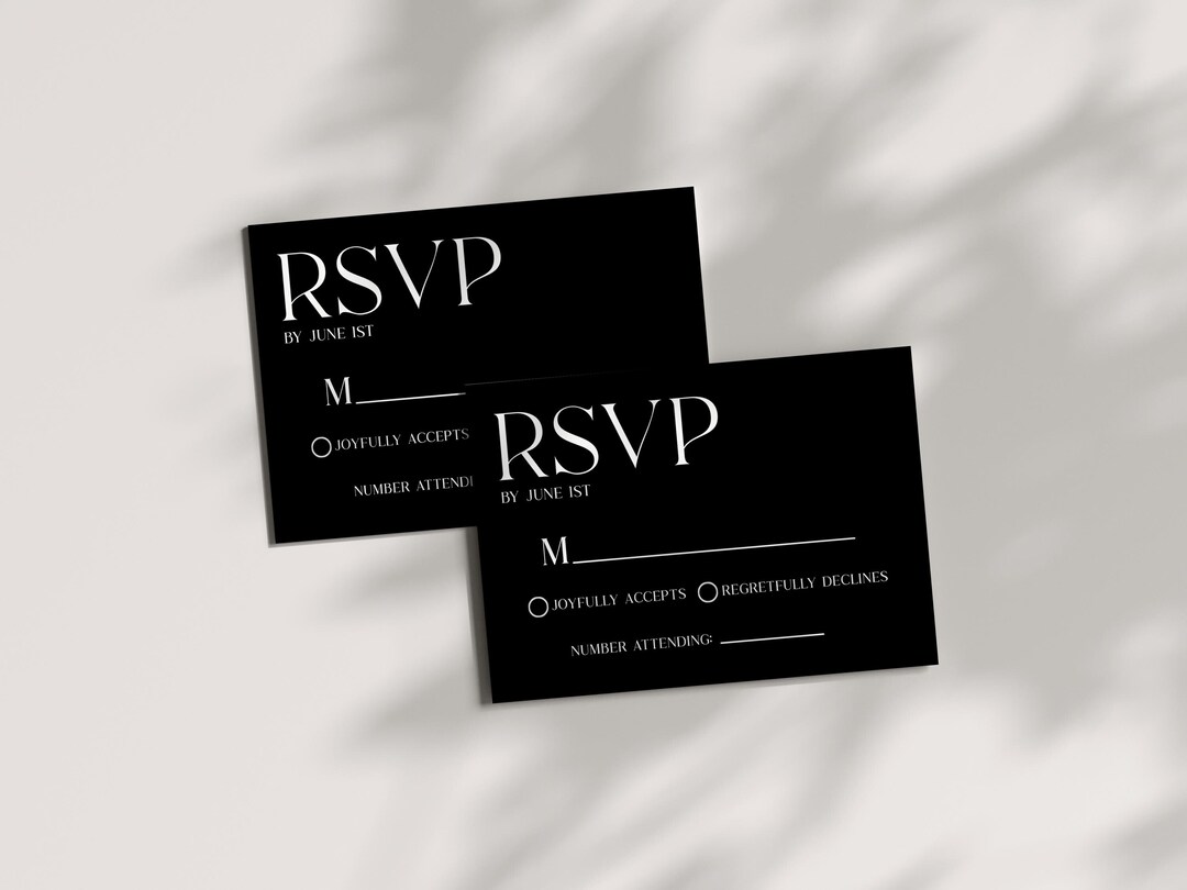 Modern Minimal Minimalist Wedding RSVP Card | Classic Plain Simple ...