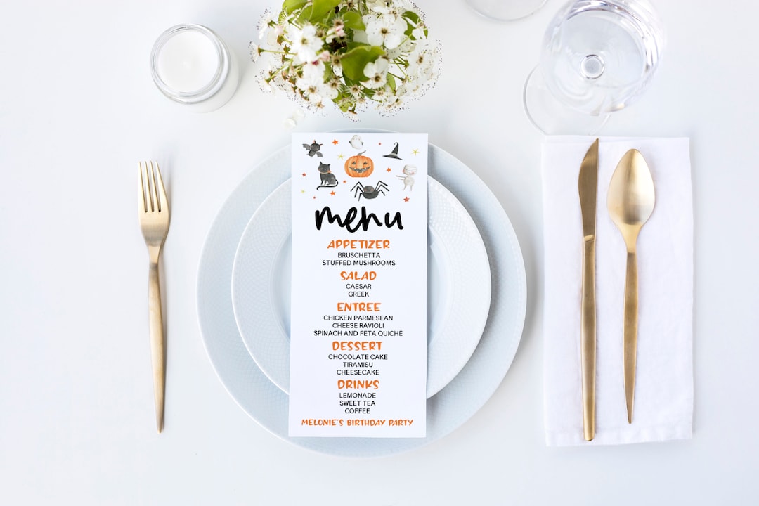 Menu modificabile della festa di compleanno/tema di Halloween - Etsy Italia