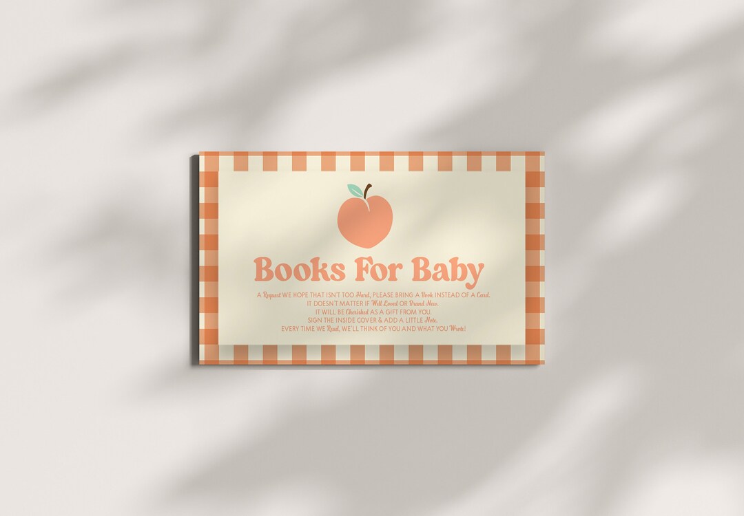A Sweet Little Peach Books for Baby Card | Baby Shower Enclosure Cards ...