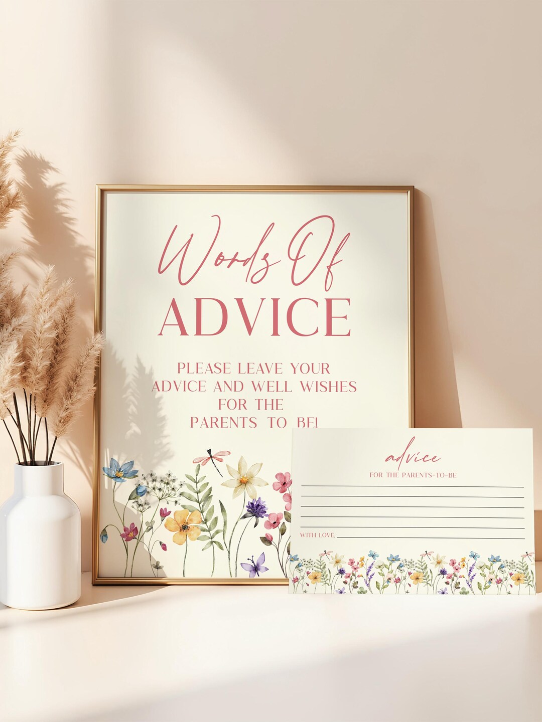 Advice for the Parents to Be Baby Shower Sign and Cards | Wildflower ...