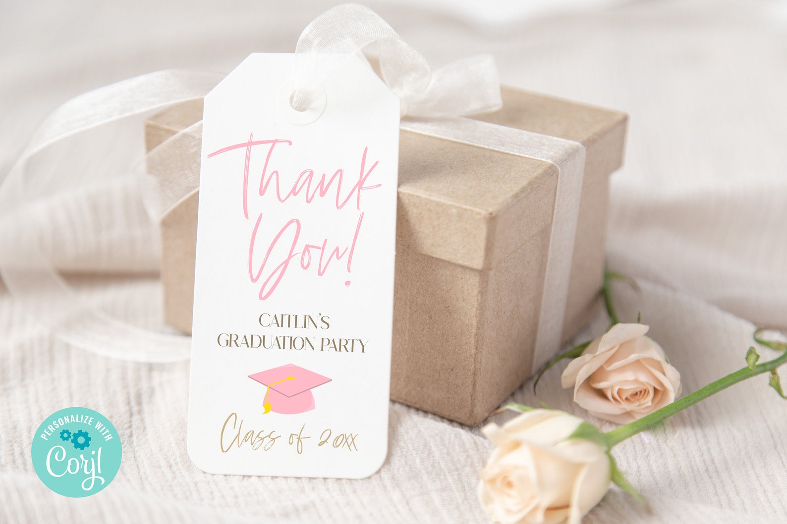 Printable Pink Graduation Party Favor Tag Thank You Favor - Etsy