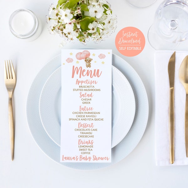 Teddy Bear Theme Menus - Etsy