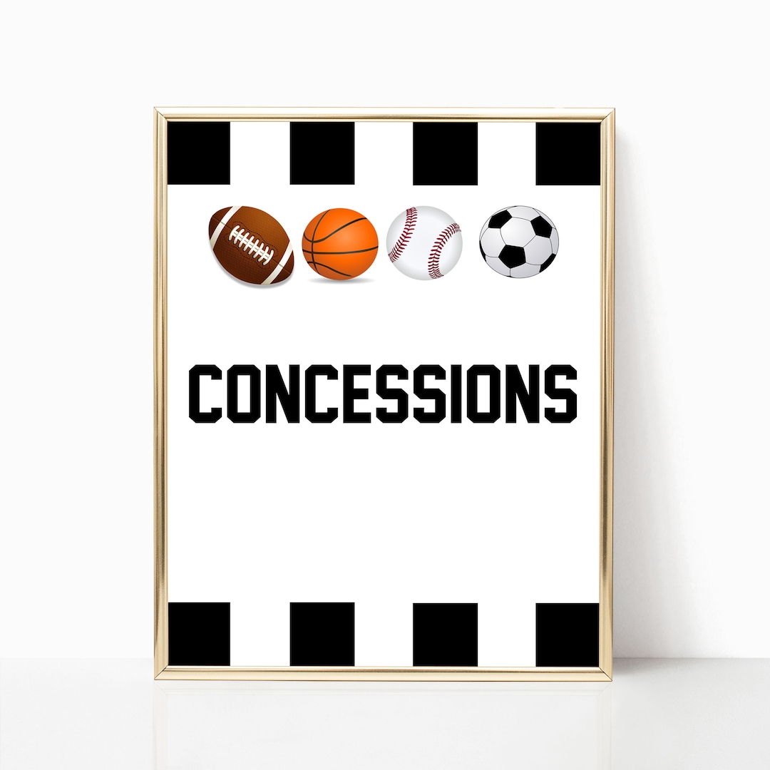 Sports Themed Concessions Baby Shower or Birthday Party Sign, 8x10 ...