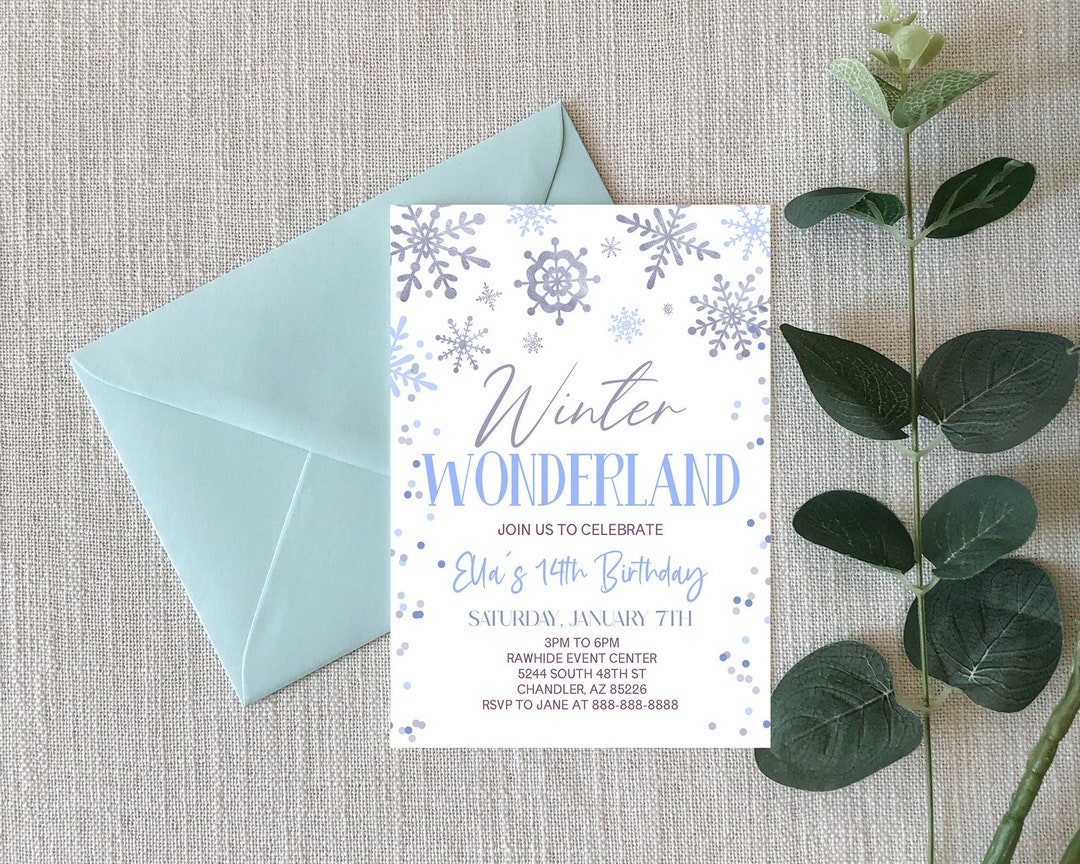 Winter Wonderland Birthday Invitation | Editable Snowflake Themed Bday ...