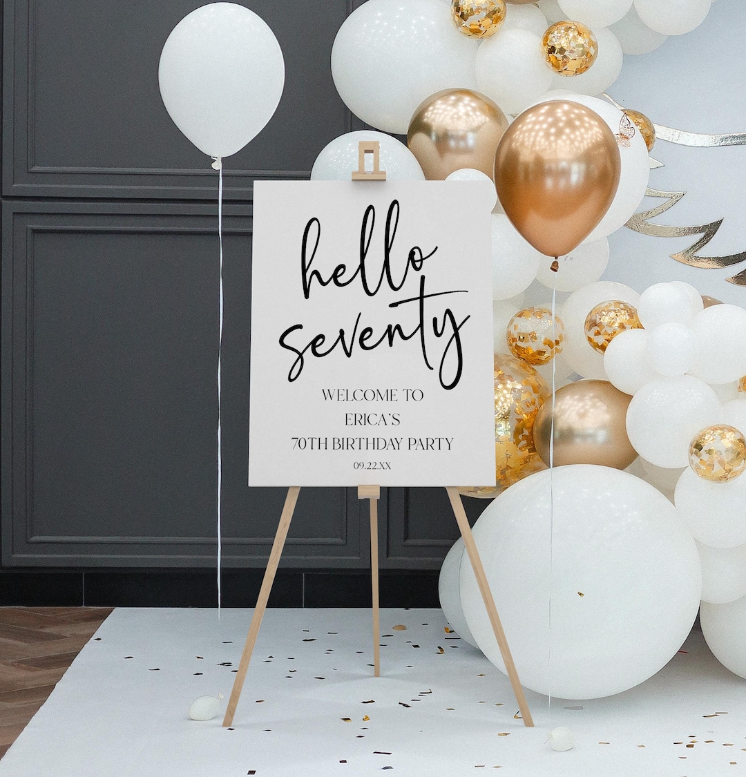 Hello Seventy 70th Birthday Party Welcome Sign | Editable B-day Party ...