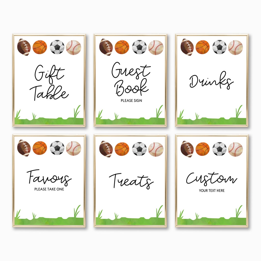 Sports Themed Party Sign Set | 8x10 Football Baseball Basketball Soccer ...