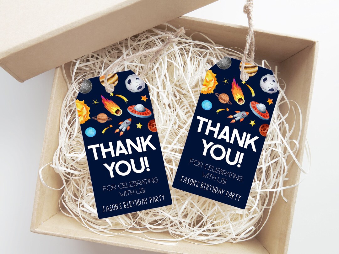 Printable Birthday Party Party Favor Tag | Outer Space Galaxy Thank You ...