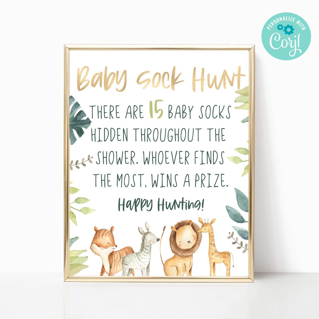 Safari Tier Baby Shower Baby Socken Jagd Spiel Zeichen 8x10 - Etsy.de