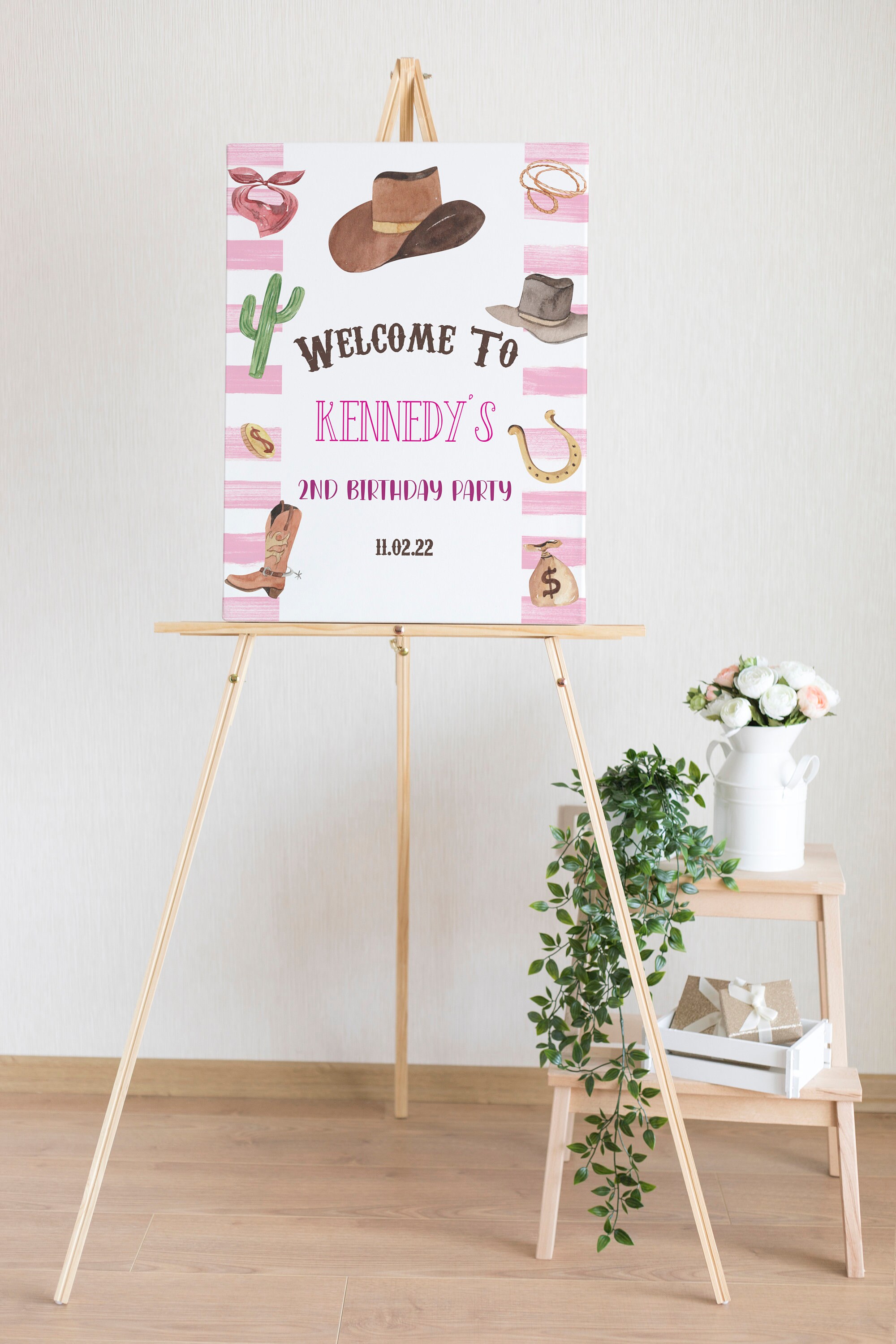 Birthday Party Welcome Sign Pink Cowgirl Rodeo Western - Etsy
