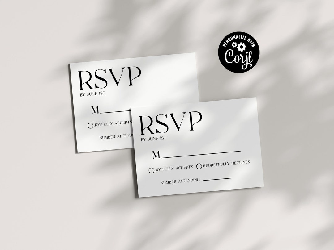 Modern Minimal Minimalist Wedding RSVP Card | Classic Simple Elegant ...